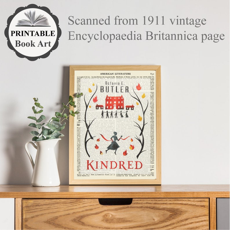 Printable Book Art of 'kindred' Book Cover on Old Page, Book Art Poster ...