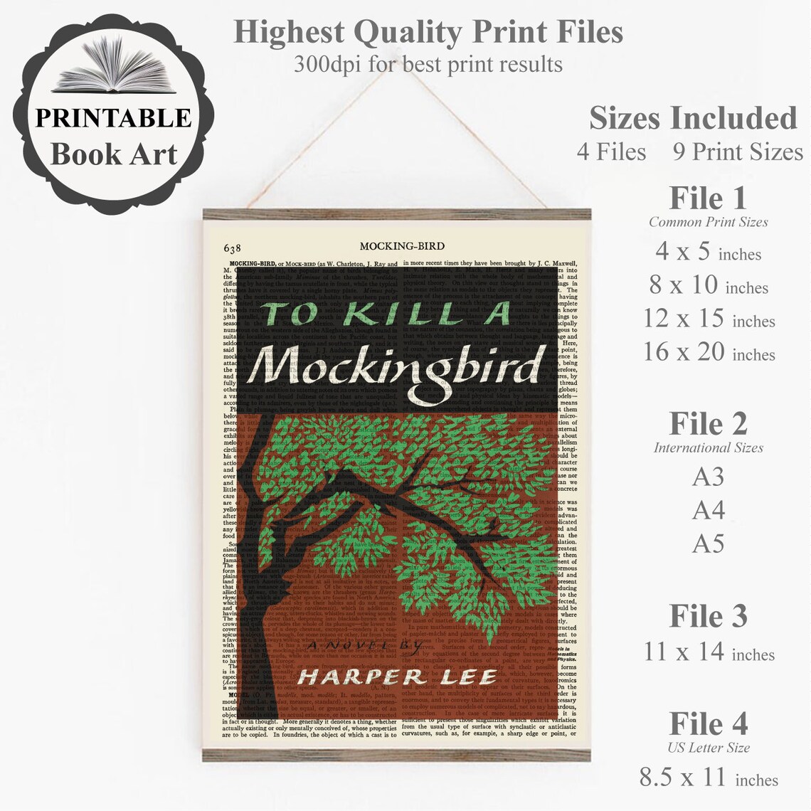To Kill A Mockingbird Printable Art Print Harper Lee Book - Etsy
