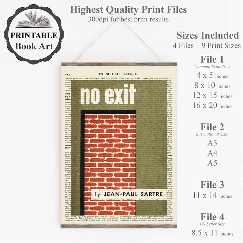 Printable 'no Exit' Book Cover Poster by Jean Paul - Etsy