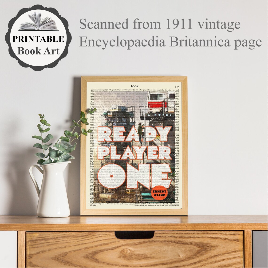 Printable 'ready Player One' Book Cover Print on Vintage Dictionary ...