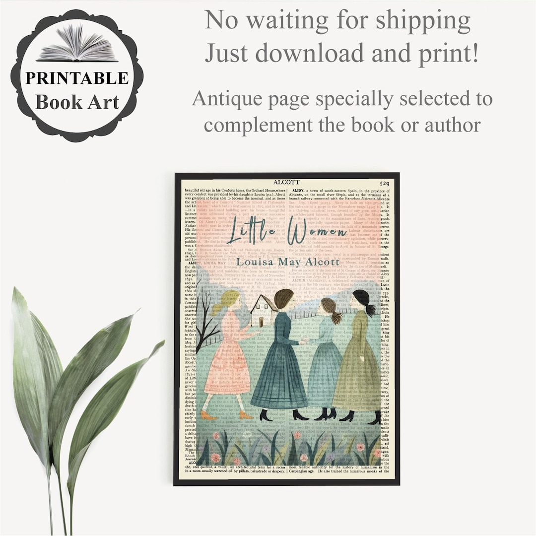 Printable Little Women Book Cover Print by Louisa May Alcott, Printable ...