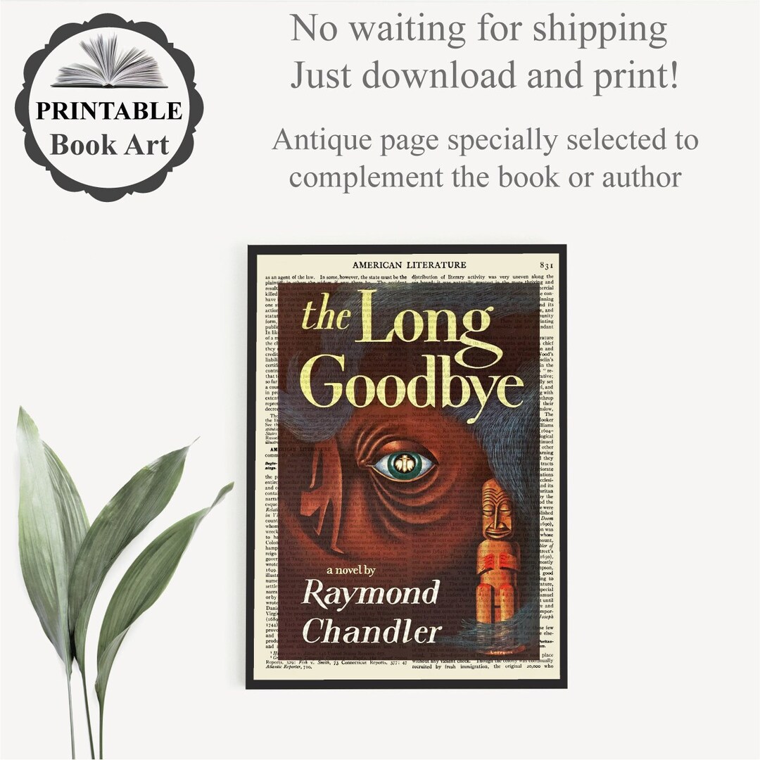 Printable Book Art 'the Long Goodbye' on Old Page, Vintage Fiction ...