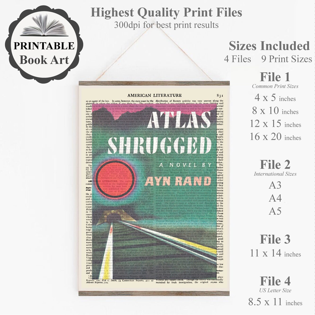 Printable 'atlas Shrugged' Art Print Any Rand Poster | Etsy