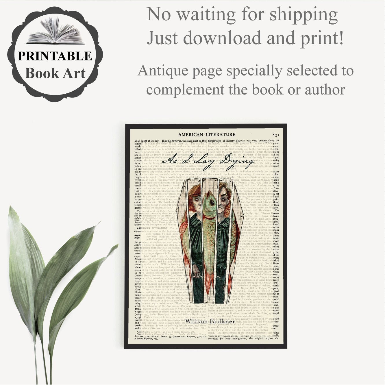 A Printable 'As I Lay Dying' Book Poster on an Antique | Etsy