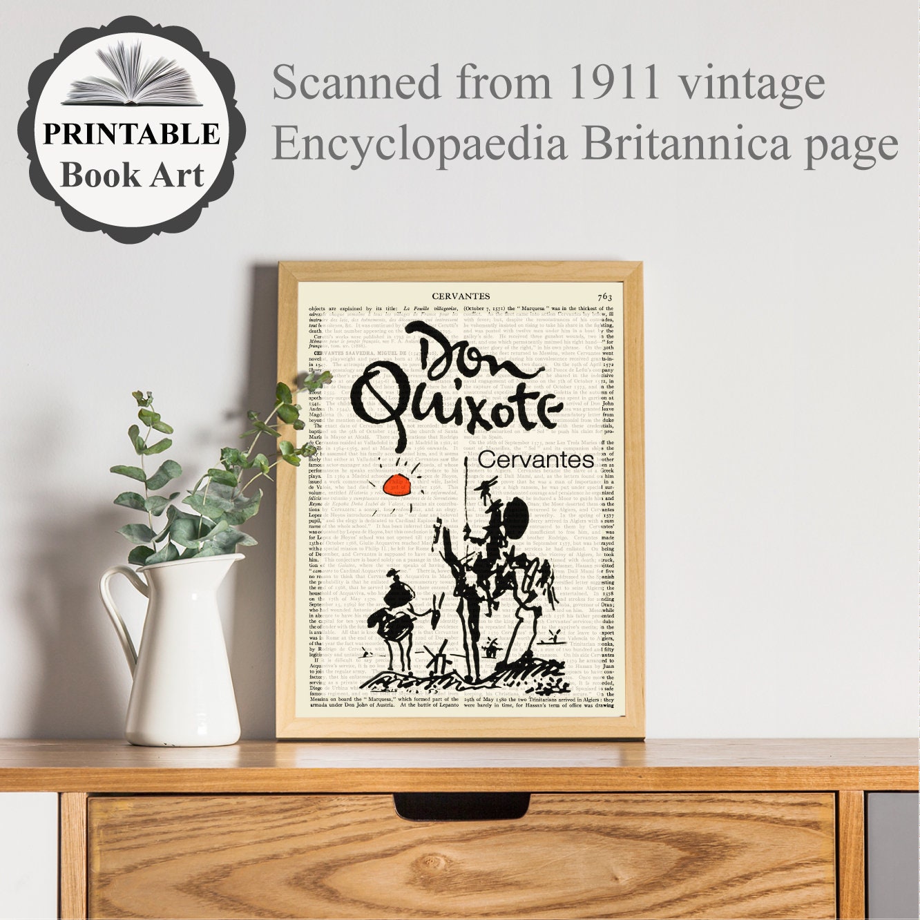 Printable Don Quixote Book Cover Page on Old Cervantes | Etsy