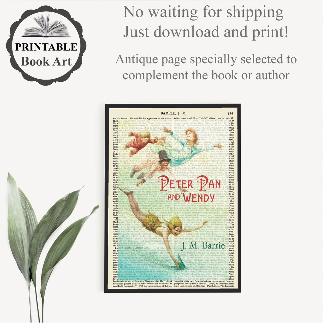 Printable 'peter Pan and Wendy' Book Cover Art Print - Etsy