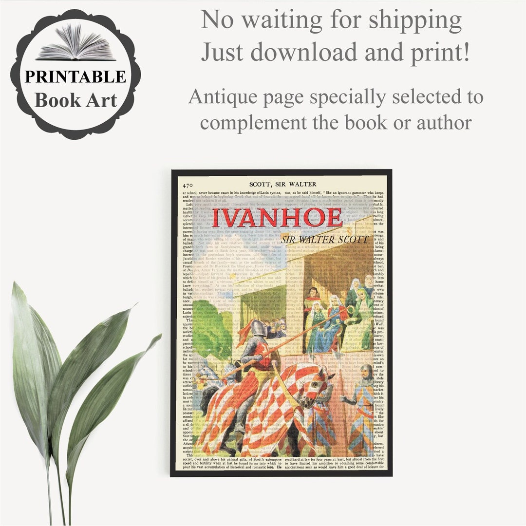 Printable 'ivanhoe' Book Cover Art Print, Sir Walter Scott Literary ...