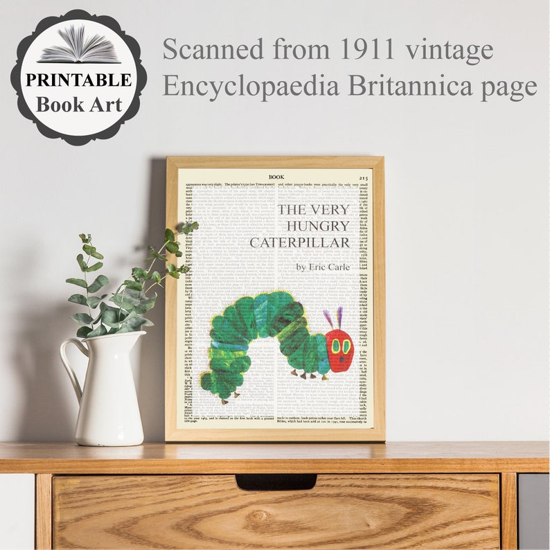 Printable 'the Very Hungry Caterpillar' Book Cover Art Print on Old ...