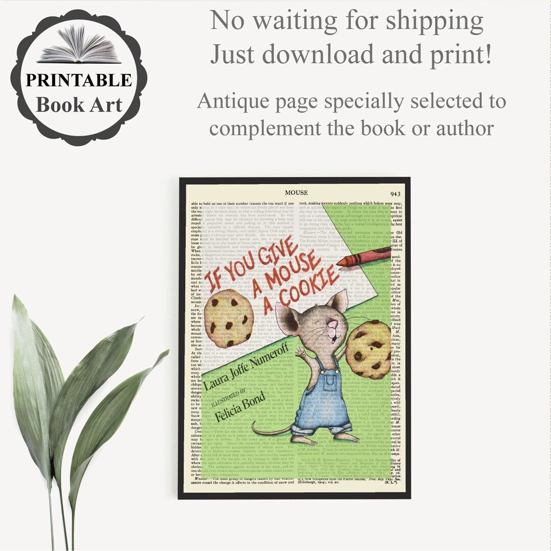 Printable 'if You Give A Mouse A Cookie' on Old Page, Childrens Book ...