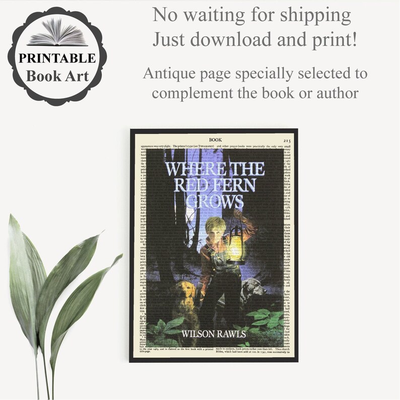 Printable 'where the Red Fern Grows' Book Cover Art | Etsy