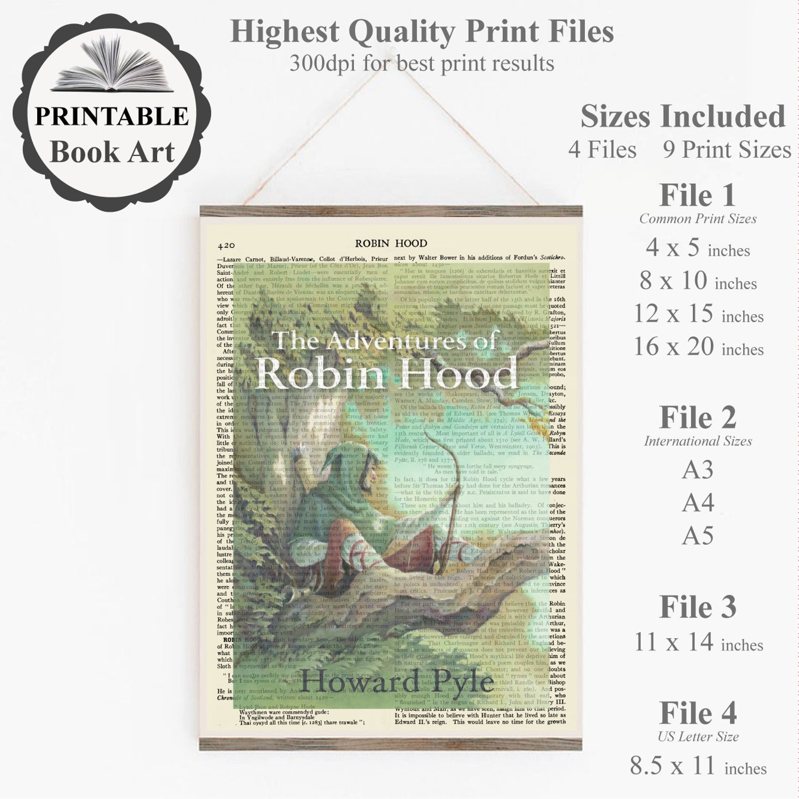 Printable 'the Adventures of Robin Hood' Book Cover Poster, Kids Room ...