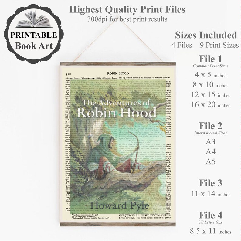 Printable 'the Adventures of Robin Hood' Book Cover - Etsy