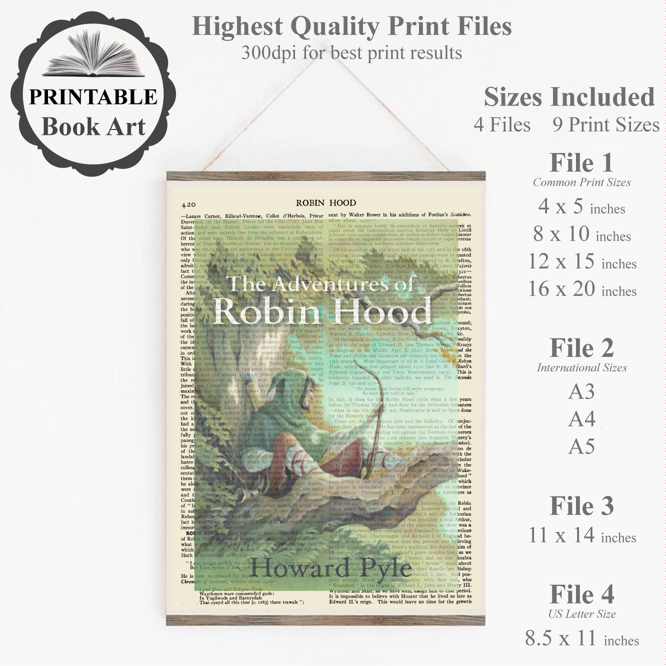 Printable 'the Adventures of Robin Hood' Book Cover - Etsy