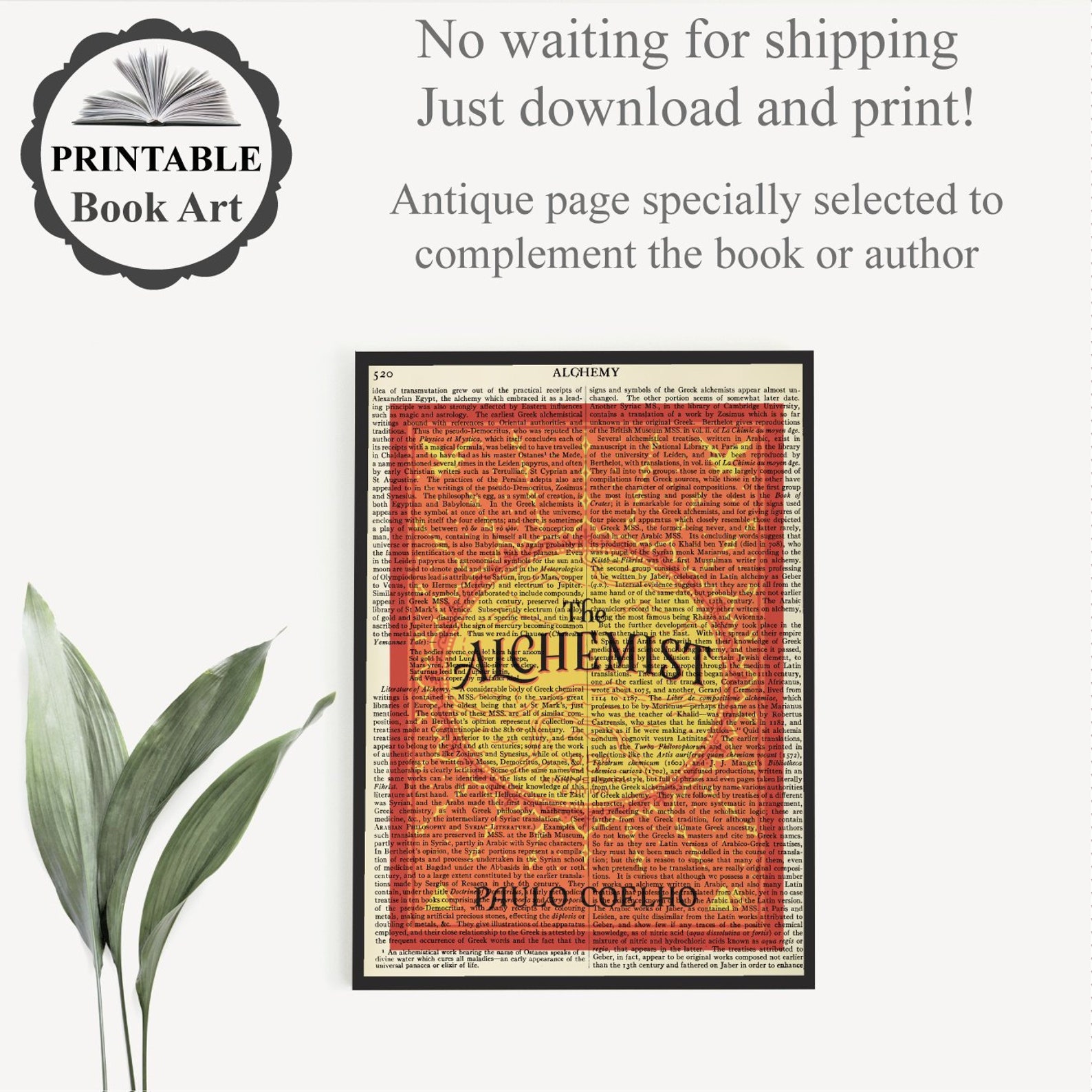 The Alchemist Instant Download Book Cover Print Gift on an Old - Etsy