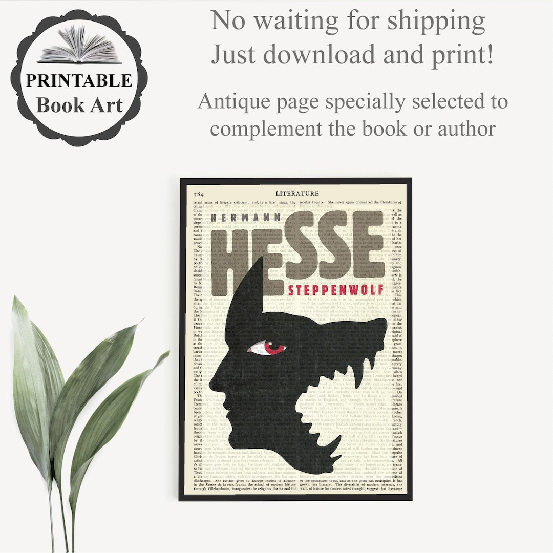 A Printable 'steppenwolf' Book Cover Poster Print on Vintage Page ...