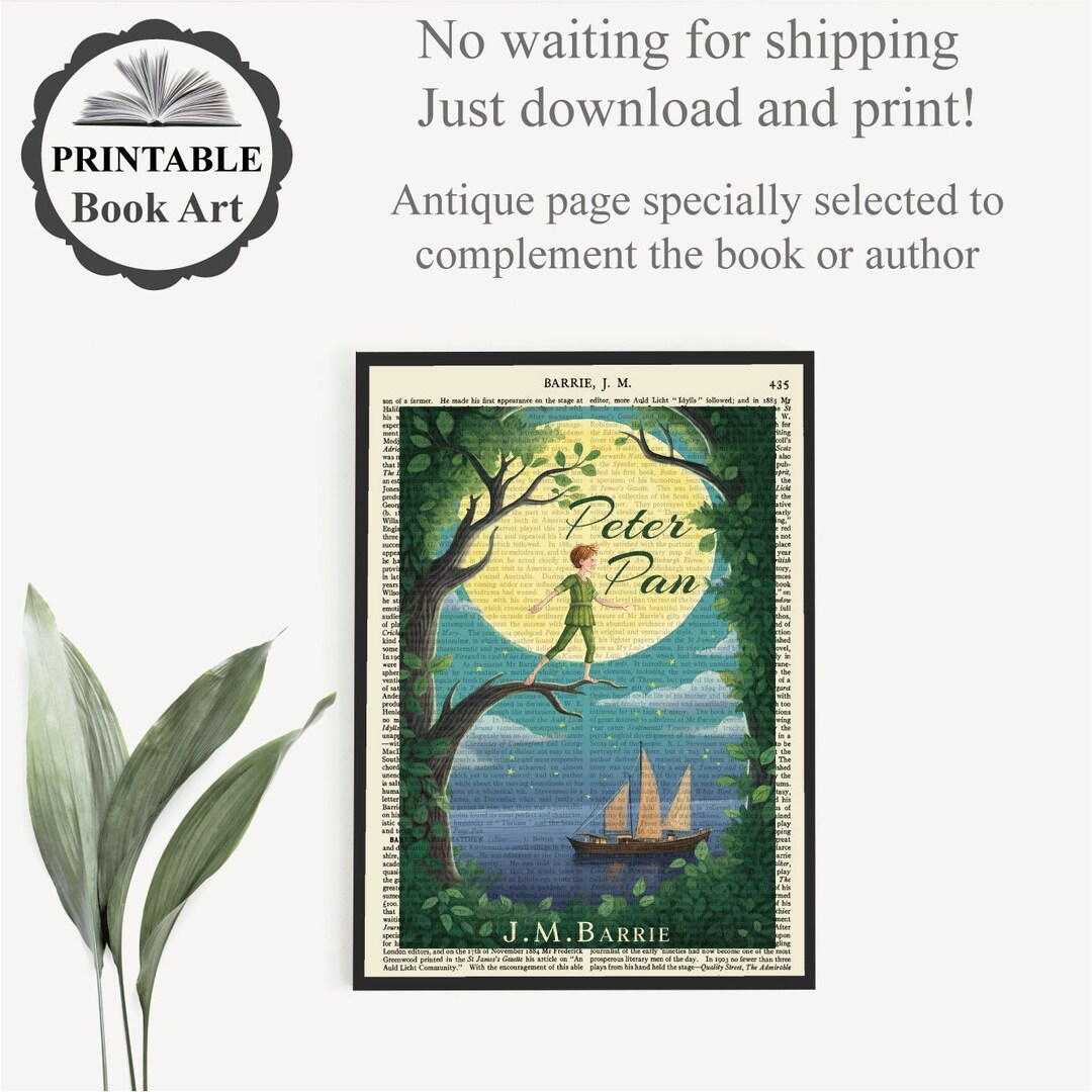 Printable 'peter Pan' Book Cover Poster on Old Page, Classroom Poster ...