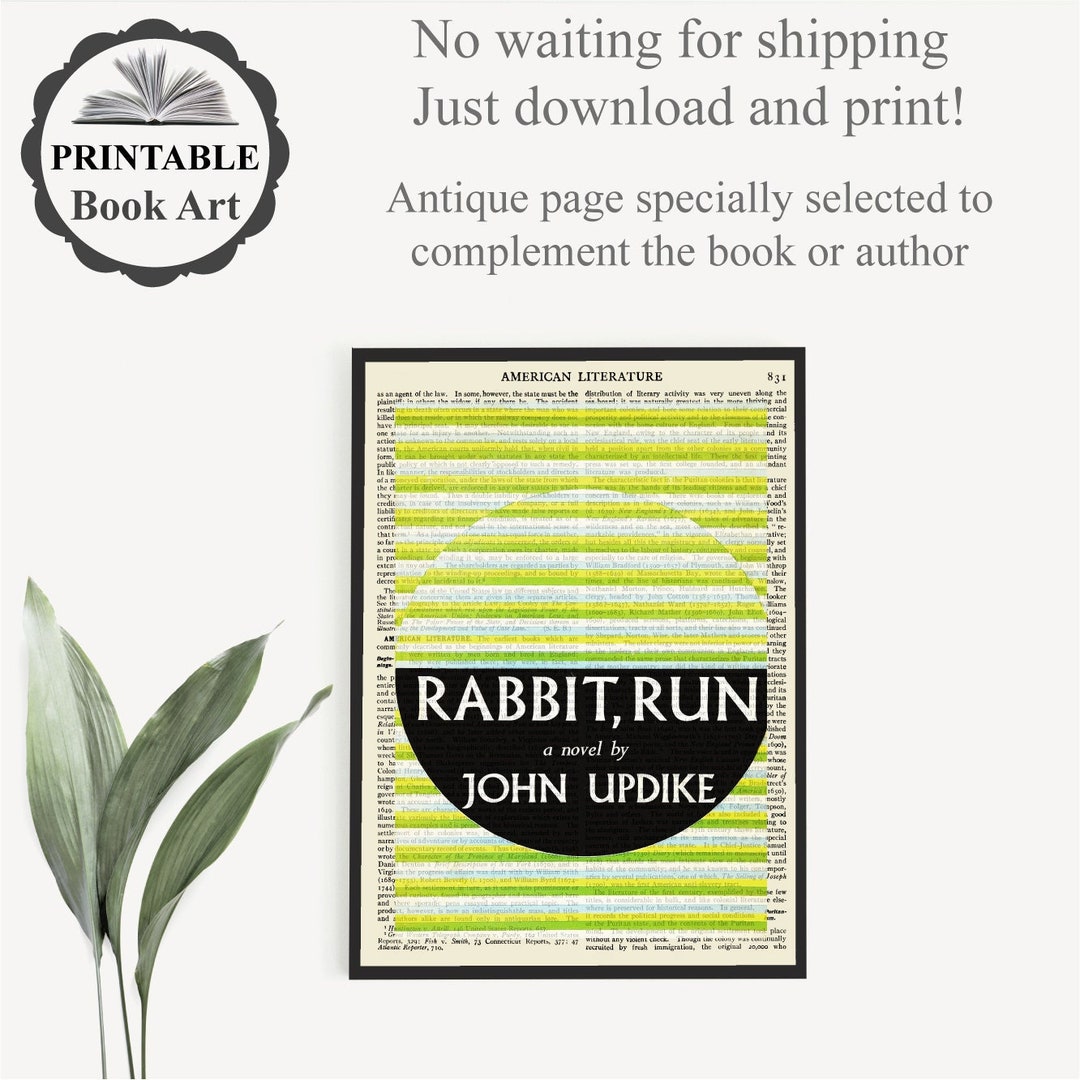 Printable 'rabbit, Run' Book Cover Print on Old Page, John Updike ...