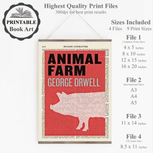 Printable 'animal Farm' Literary Print, George Orwell Book Cover Print ...