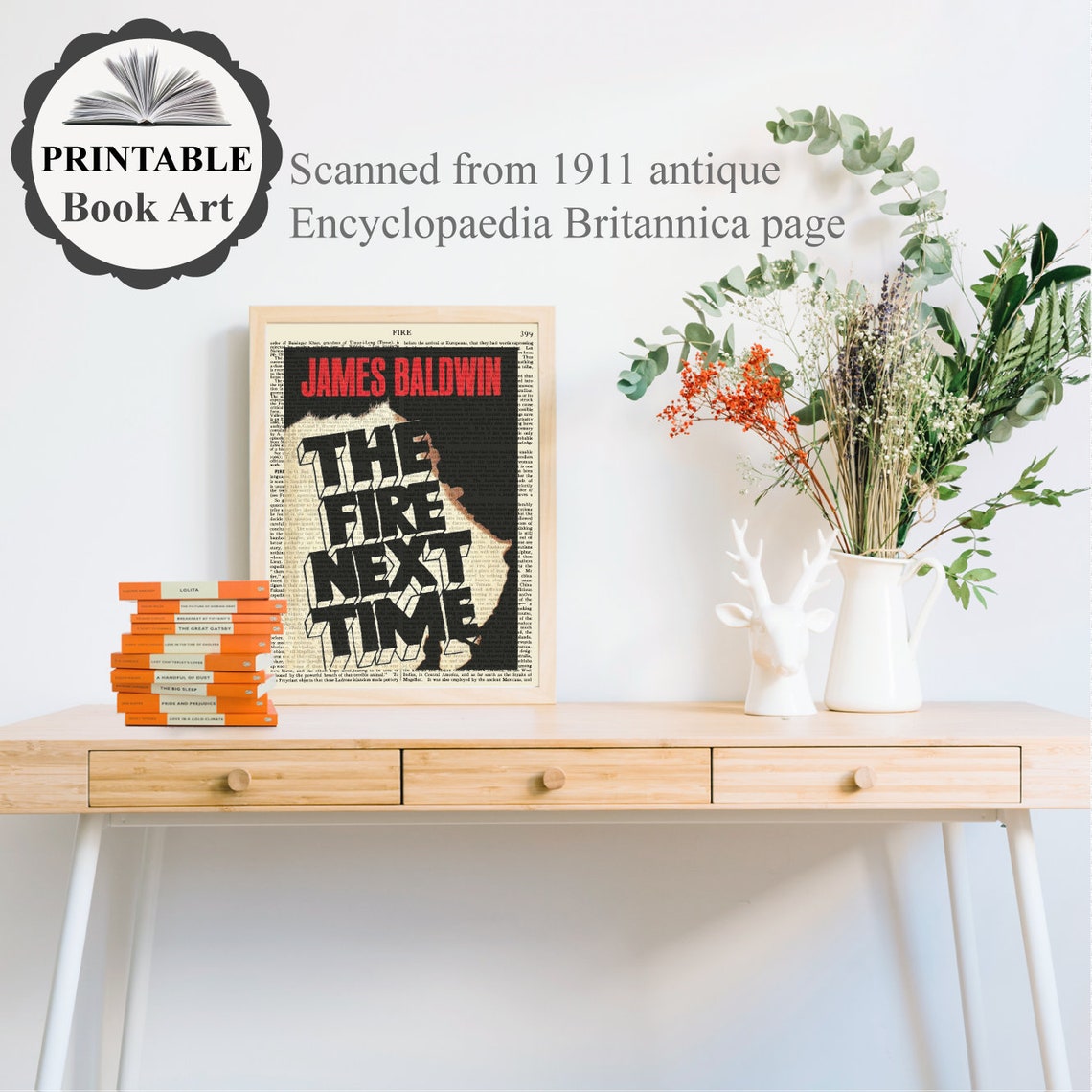 Printable 'the Fire Next Time' Book Cover Art Print on Old Page ...