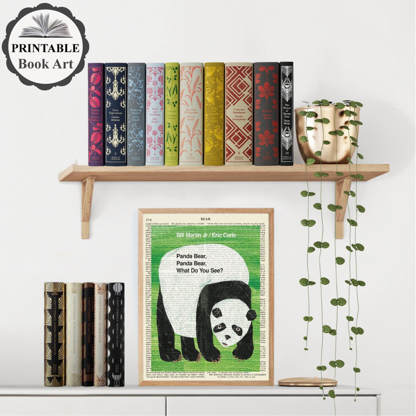 Printable 'panda Bear' Book Cover Art Print on Old Page, Boys Nursery ...