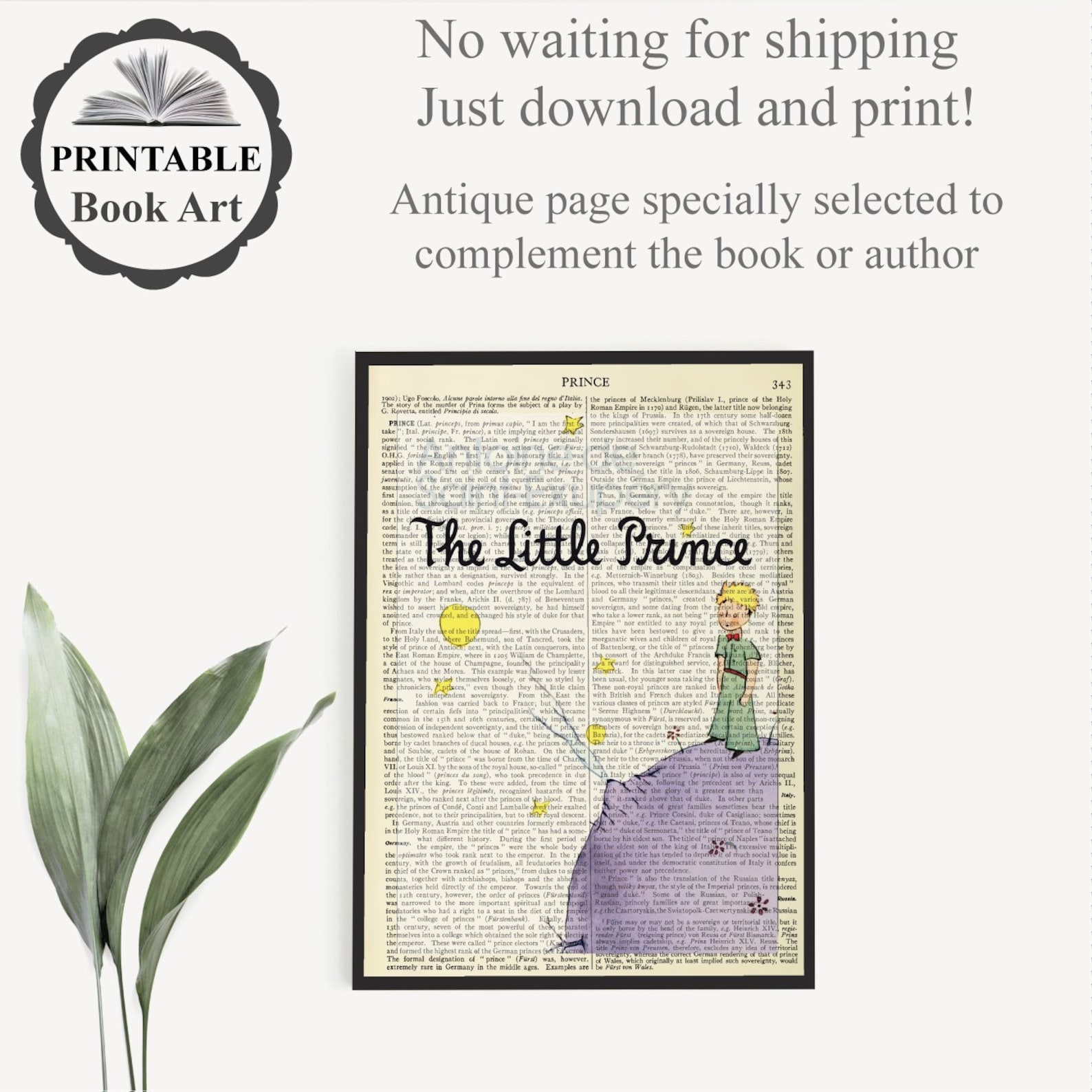 Printable 'le Petit Prince' Book Poster on Encyclopaedia Page, Antoine ...