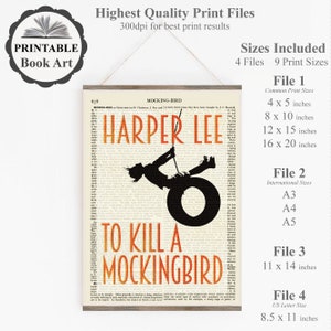 Printable to Kill A Mockingbird Print, Harper Lee Book Cover Page on ...