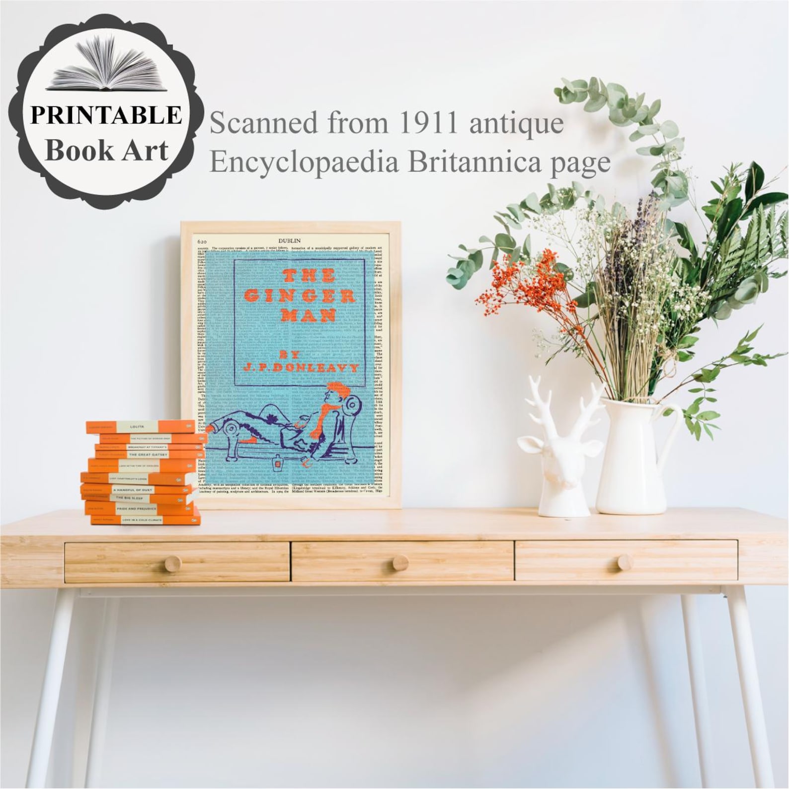 Printable 'the Ginger Man' Book Cover Art on Vintage Page, Bookish ...