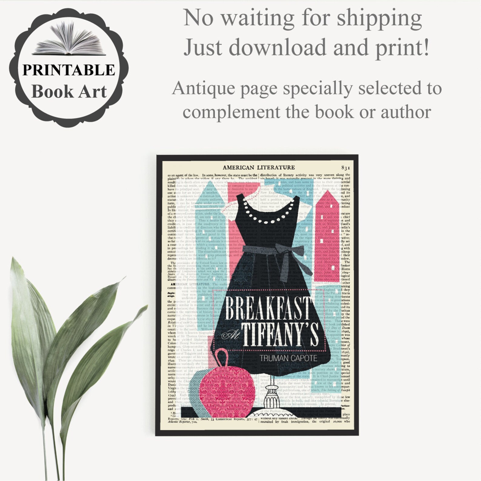 Printable 'breakfast at Tiffany's' Book Cover | Etsy