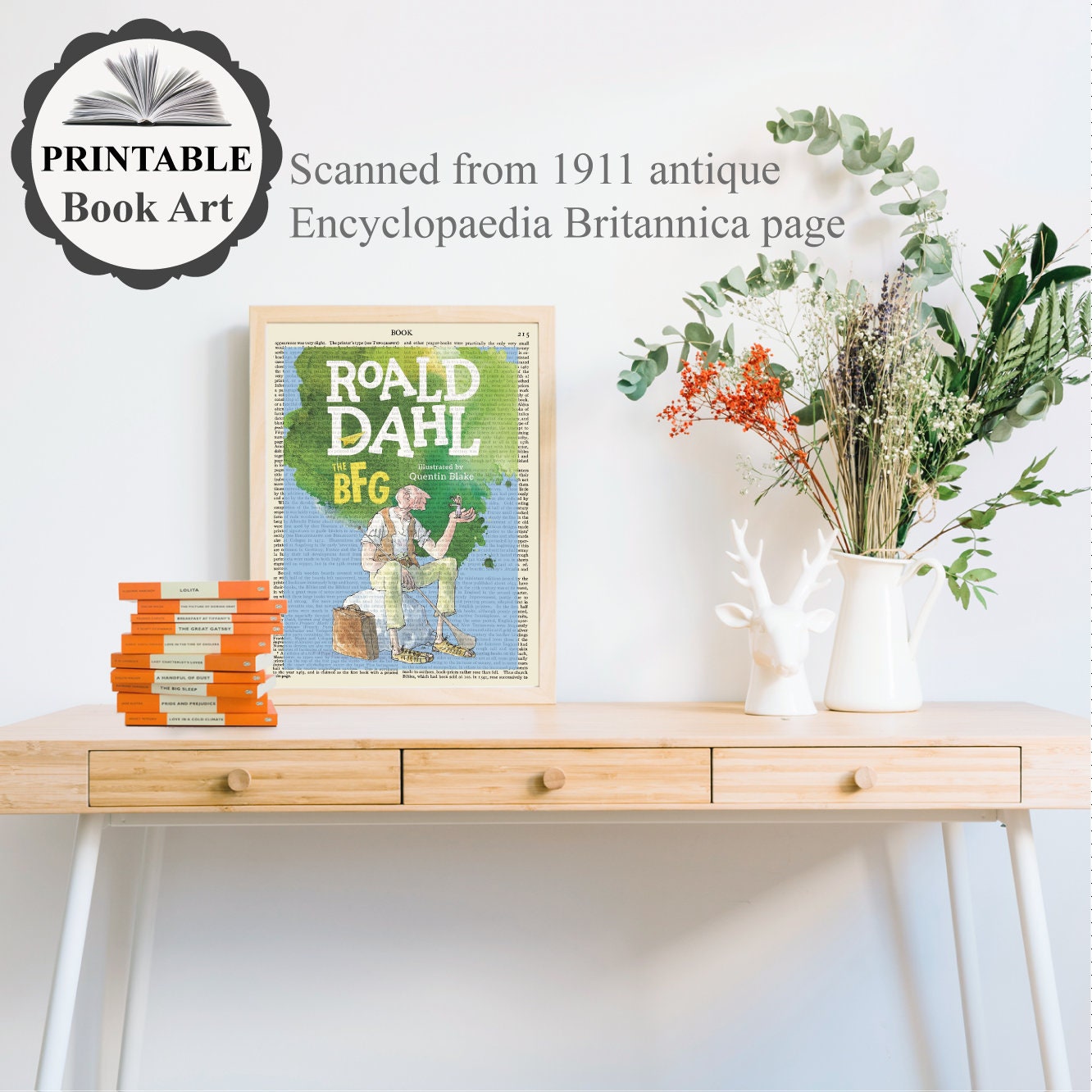 Printable 'big Friendly Giant' Book Cover Art Roald | Etsy