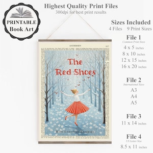 Printable 'the Red Shoes' Book Cover Print, Kids Room Decor, Fairy ...