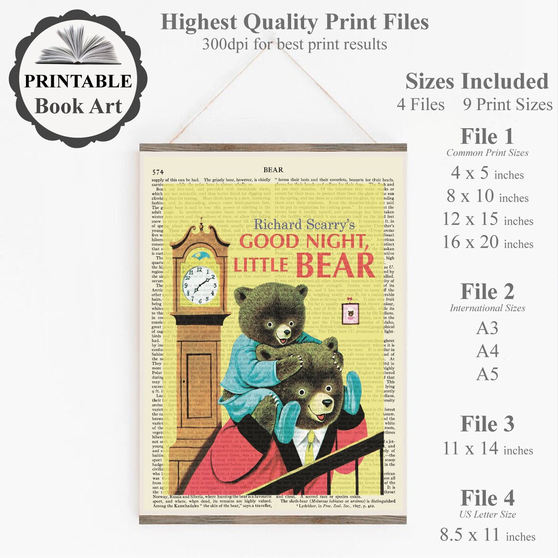 Printable 'good Night Little Bear' Book Cover Print on | Etsy