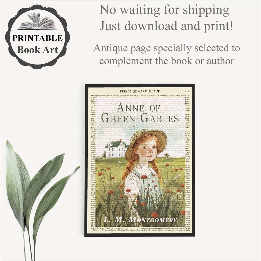 Printable Anne of Green Gables Book Cover Art, Unique Bookish Poster ...