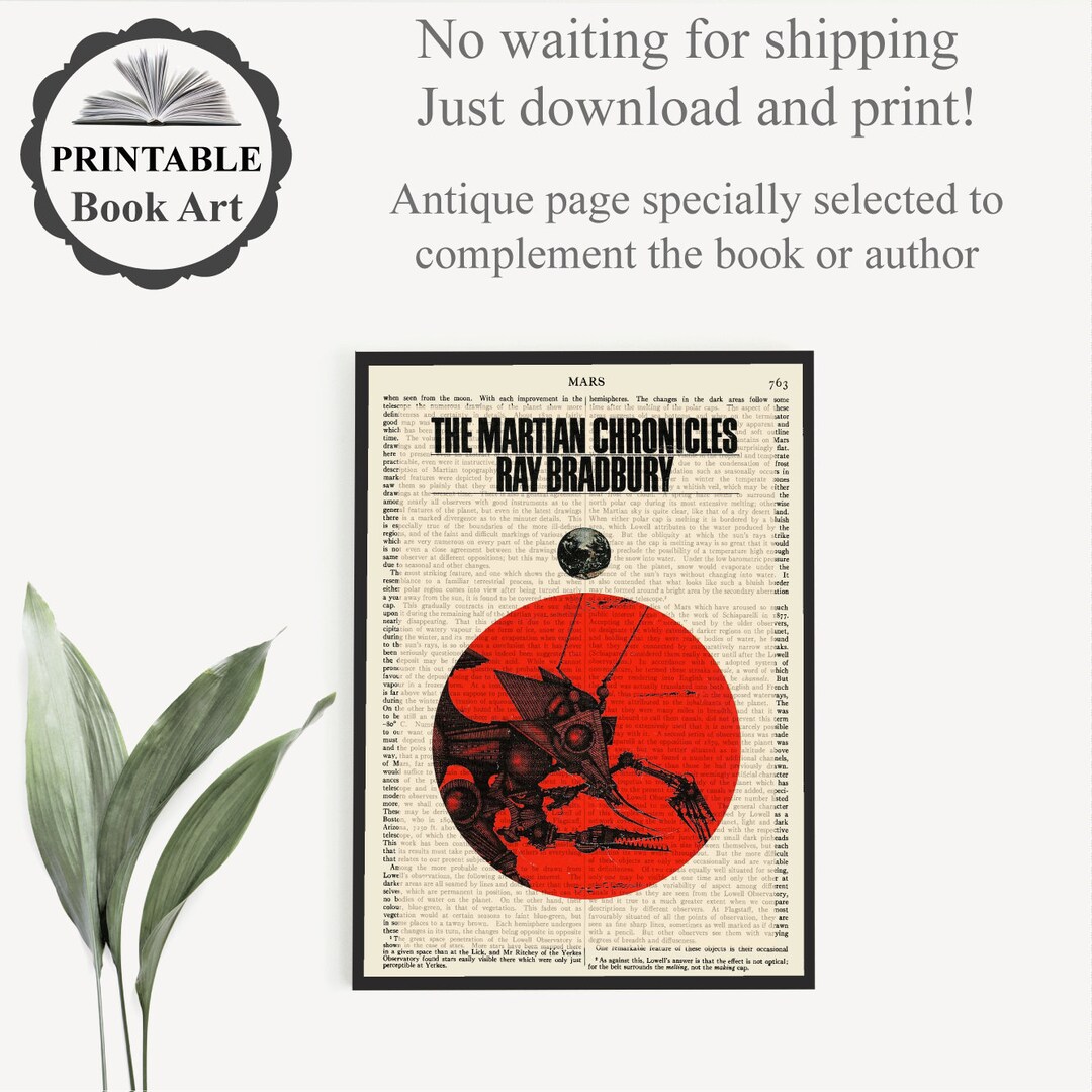 Printable 'the Martian Chronicles' Book Cover Art on Antique ...