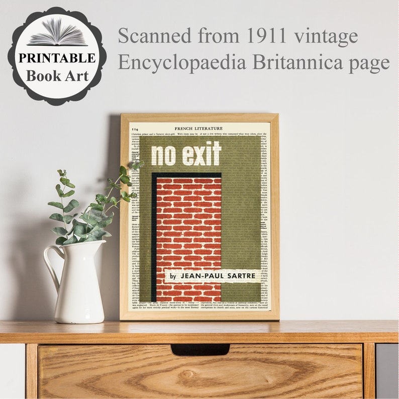 Printable 'no Exit' Book Cover Poster by Jean Paul - Etsy