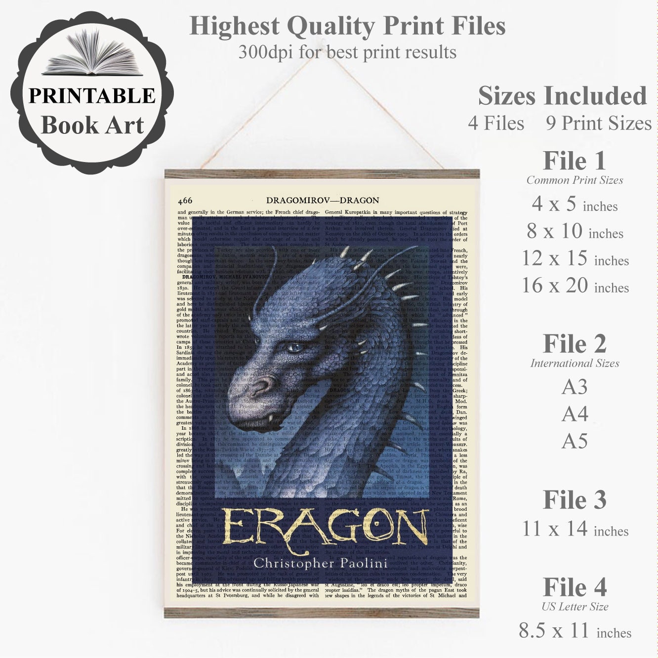 Printable 'eragon' Book Cover Poster on Vintage Page - Etsy Australia