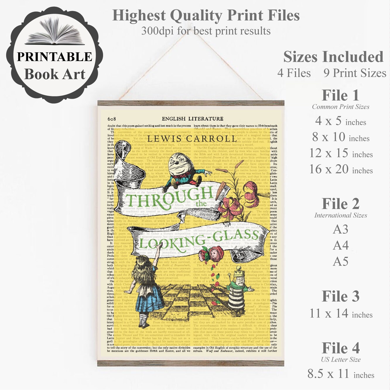 Printable 'through the Looking Glass' Book Cover Print | Etsy