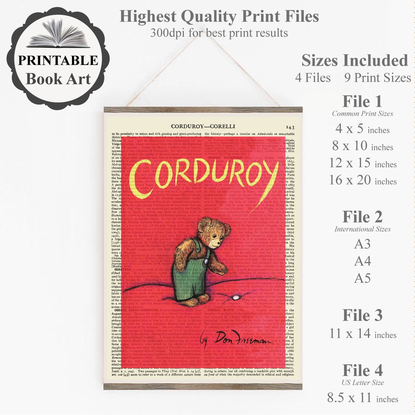 Printable 'corduroy' Book Cover Poster Print - Etsy