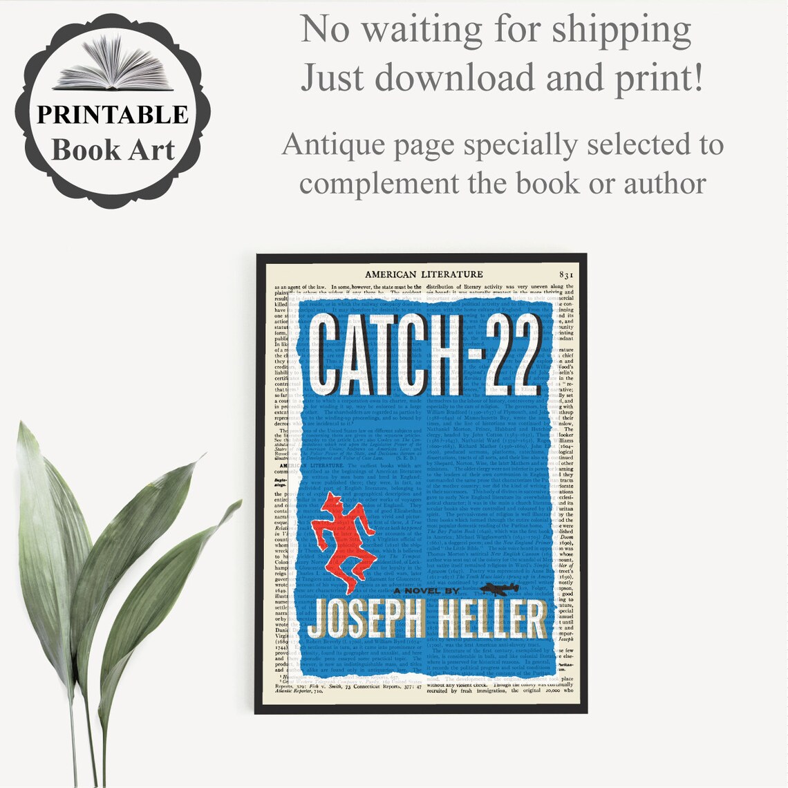 Printable Catch 22 Book Art Print Joseph Heller Book Cover | Etsy