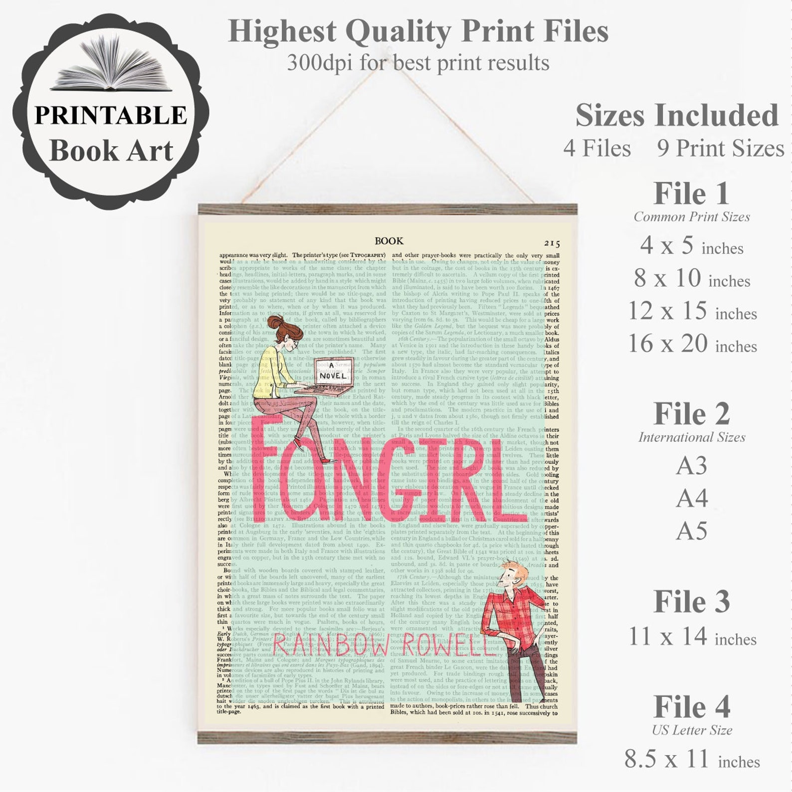 Printable 'Fangirl' Book Cover Art Print Rainbow | Etsy