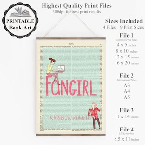 Printable 'fangirl' Book Cover Art Print, Rainbow Rowell Poster ...