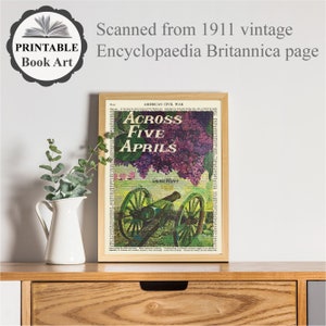 Printable 'across Five Aprils' Book Cover Print on Old Page, English ...