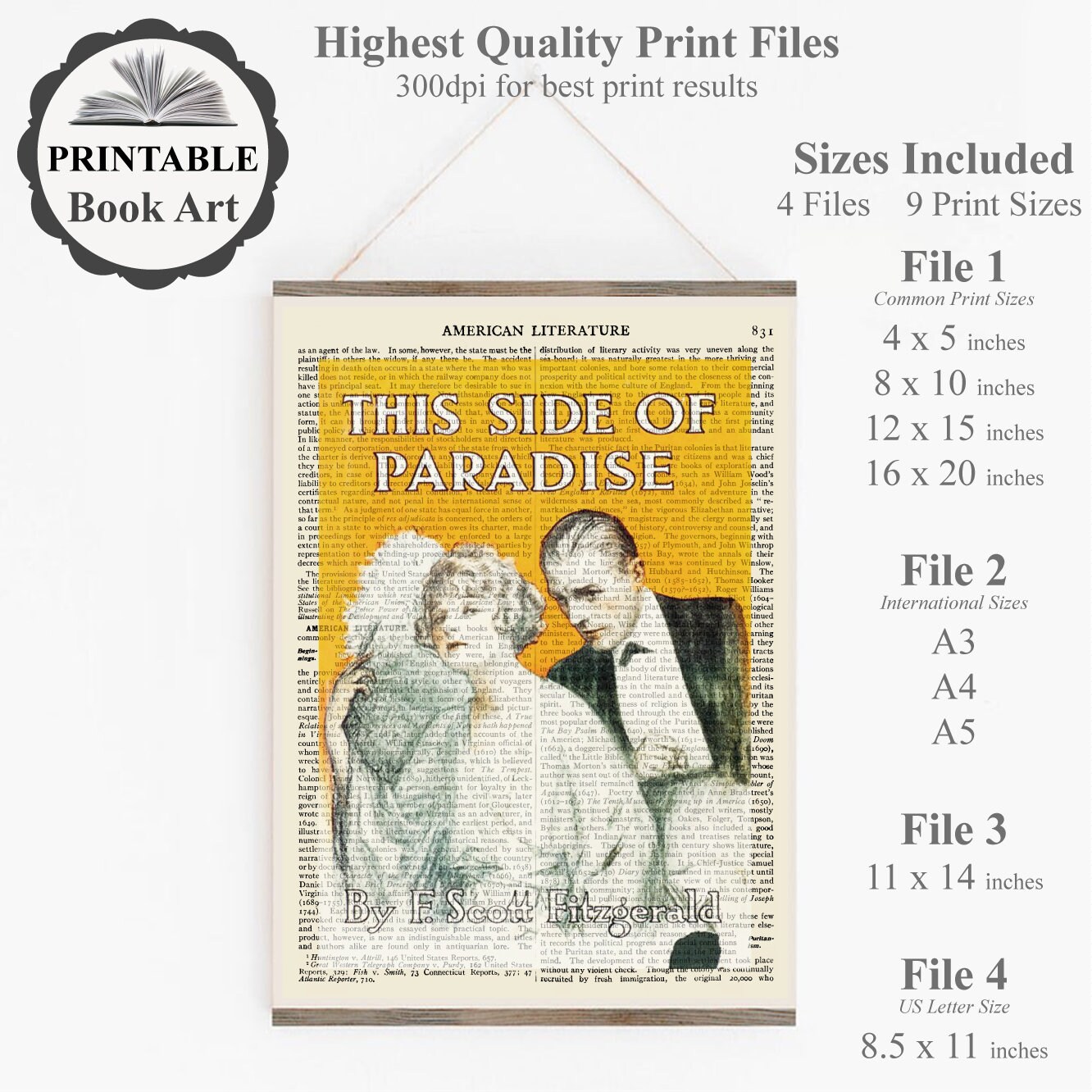 Printable 'this Side of Paradise' Printable Book Cover - Etsy