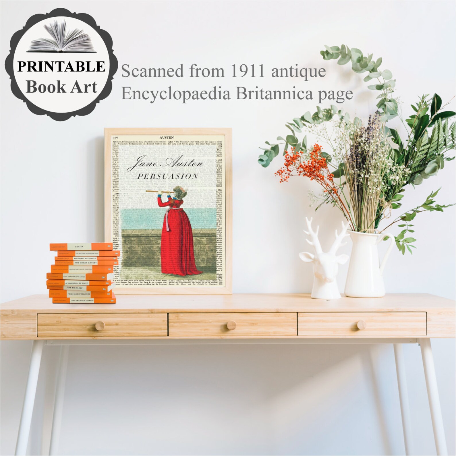 Printable 'persuasion' Book Cover Art on 'vintage Page, Jane Austen ...