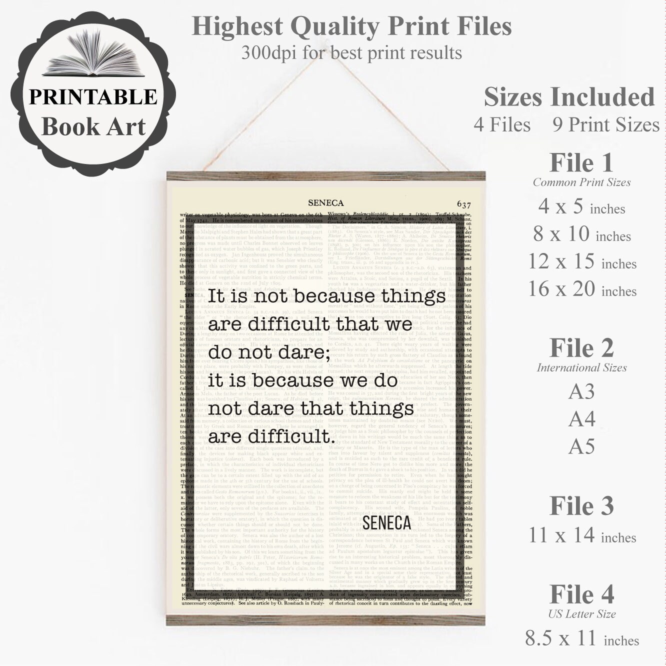 Printable Seneca Quote Art Print, Stoic Wall Art Print, Home Decor ...