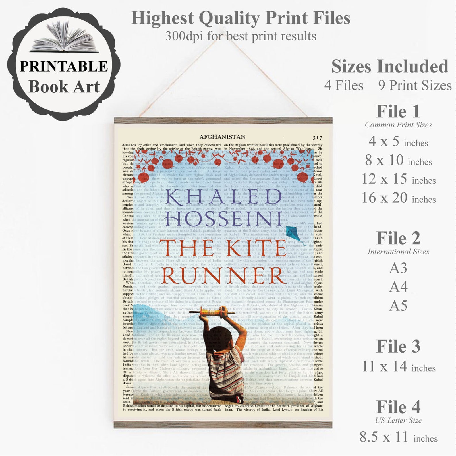 Printable Book Cover Poster of 'the Kite Runner' by Kahled Hosseini ...