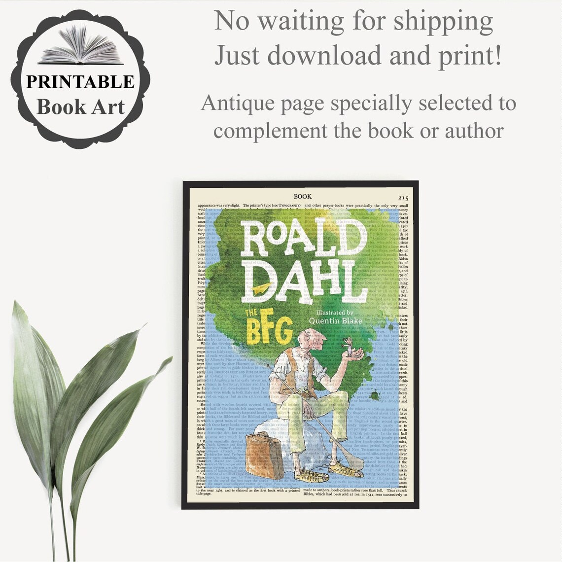Printable 'big Friendly Giant' Book Cover Art Roald | Etsy