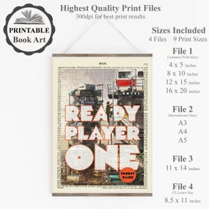 Printable 'ready Player One' Book Cover Print on Vintage Dictionary ...