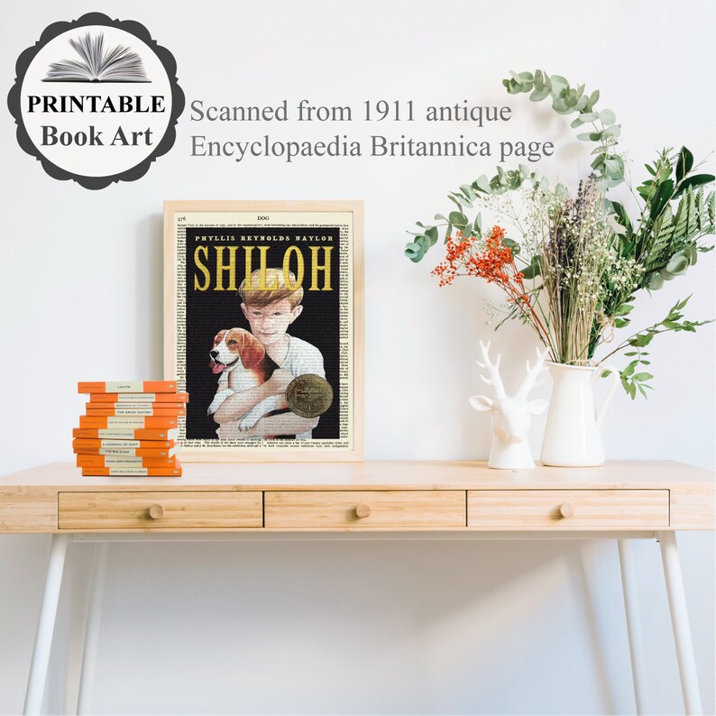 Printable 'shiloh' Book Cover Art Print, Bookish Teacher Gifts, Dog ...