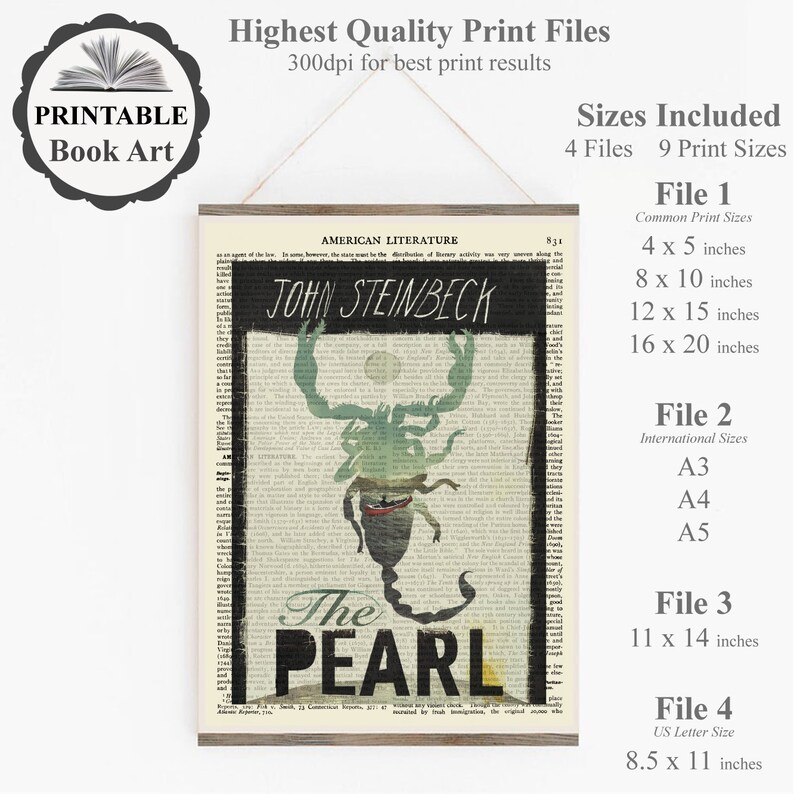 Printable 'the Pearl' by John Steinbeck Book Cover Art | Etsy