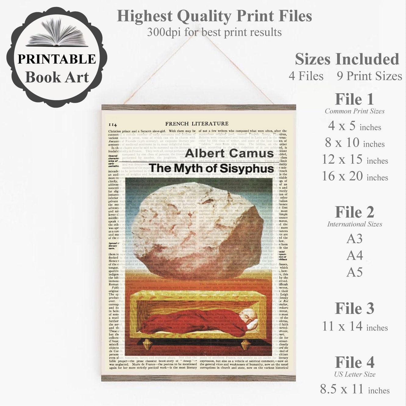 Printable 'the Myth of Sisyphus' Book Cover Print by Albert Camus on ...